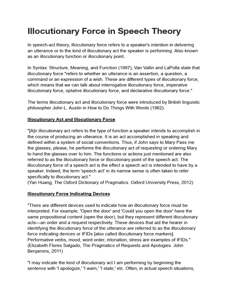 Illocutionary Force in Speech Theory | Download Free PDF | Semiotics ...