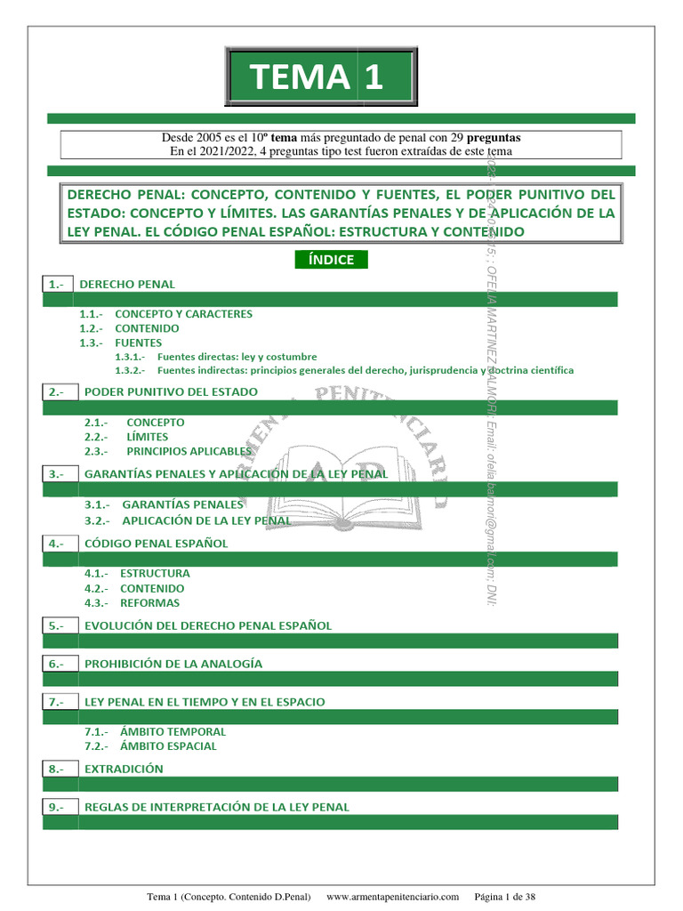 Ayudantes IIPP - Tema 1 Penal 2023 | Descargar gratis PDF | Derecho ...