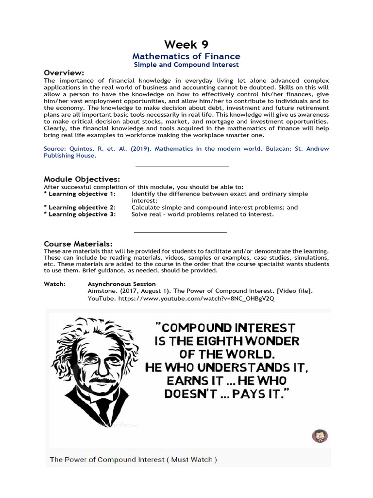 Module Final Term Lesson 2 3 Student Pdf Interest Compound Interest