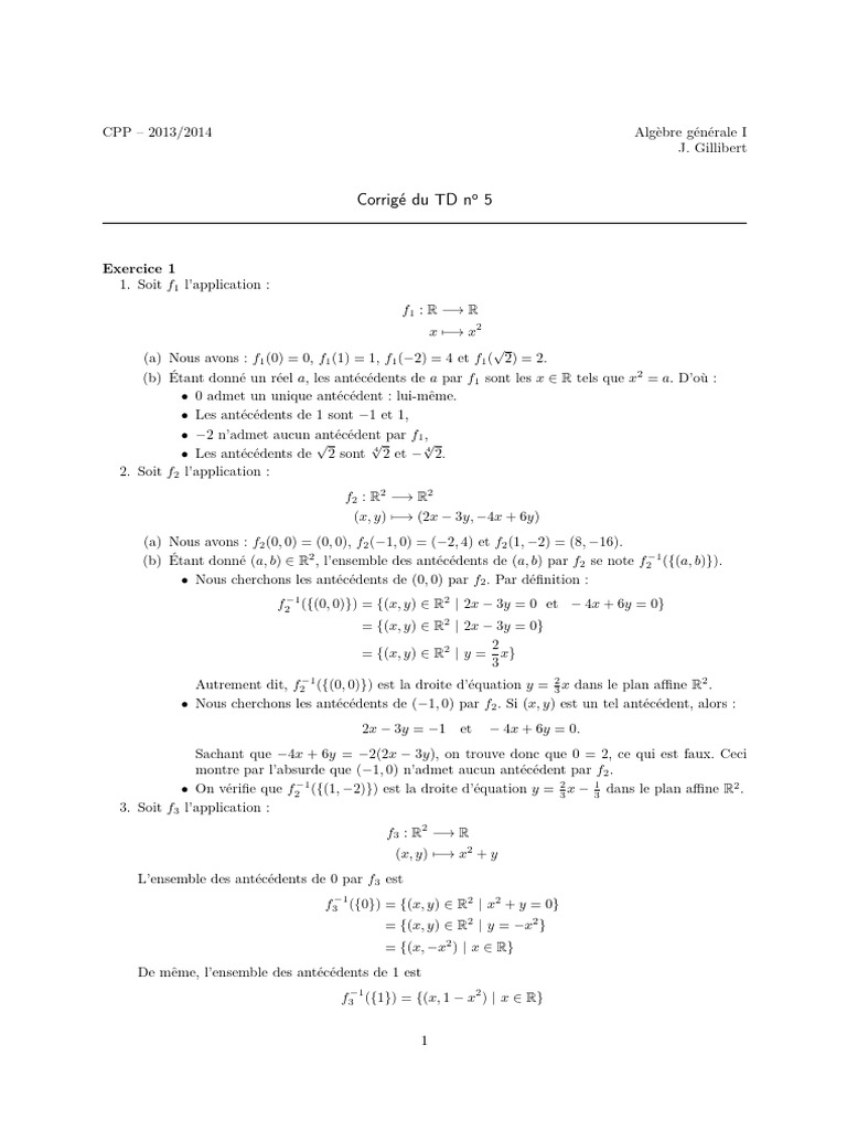 TD5 Corrige | PDF | Concepts mathématiques | Algèbre générale
