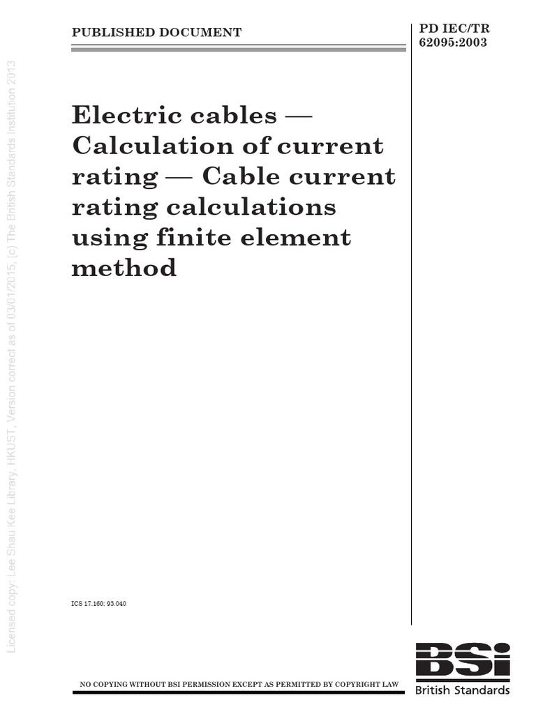 Electric Cables. Calculation of Current Rating. Cable - Unknown - 2001 | PDF