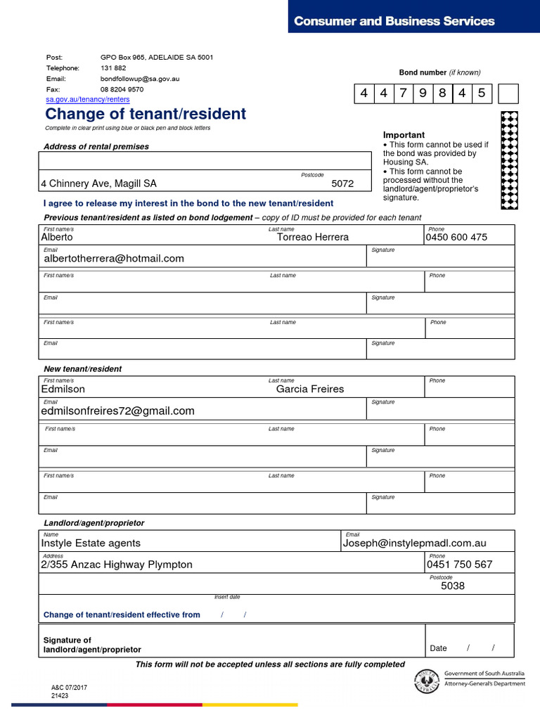 Change of Tenant | PDF | Real Property Law | Service Industries