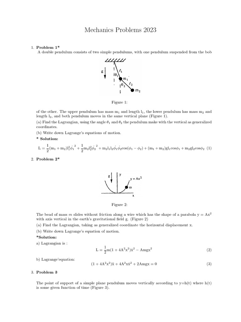 Problem | PDF | Lagrangian Mechanics | Hamiltonian Mechanics