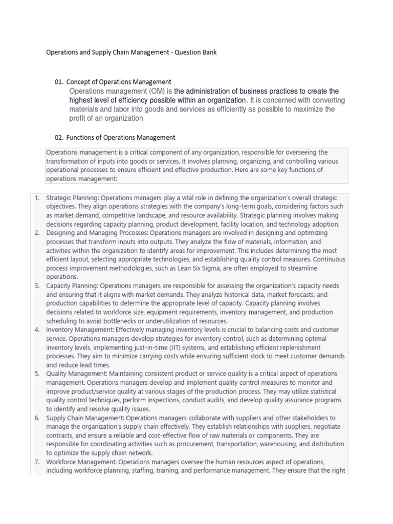 Operations and Supply Chain Management | PDF | Logistics | Supply Chain