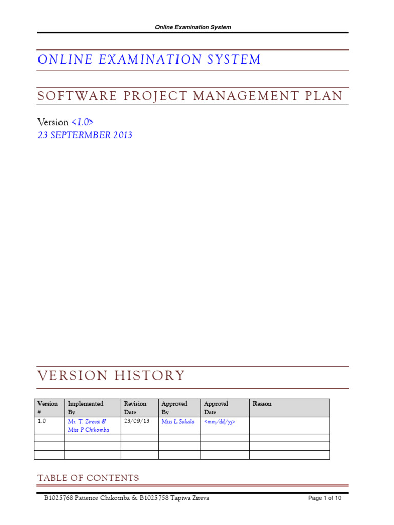 Online Examination System TABLE OF CONTE | PDF | Software Testing ...
