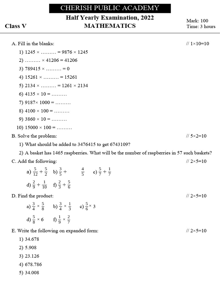 5 Maths | PDF | Mathematics | Arithmetic