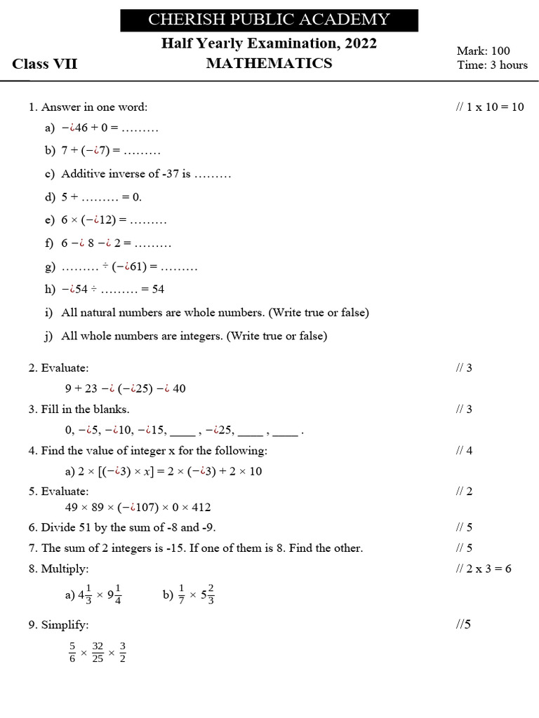 7 Maths | PDF | Integer | Mathematical Analysis