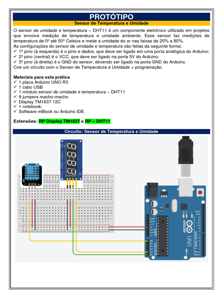 Aula 01 - Sensor de Temperatura e Umidade - Protótipo e Thinkercad | PDF