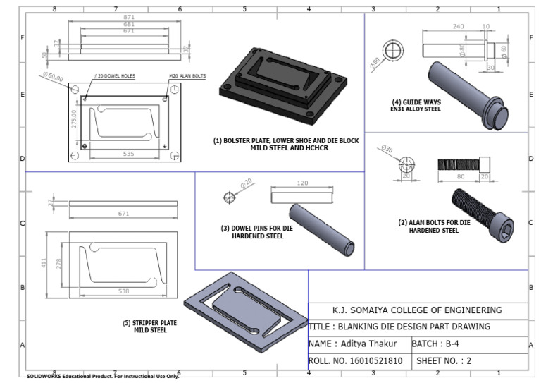 Blanking Die Design Part DWG 1 | PDF | Secondary Sector Of The Economy | Steel