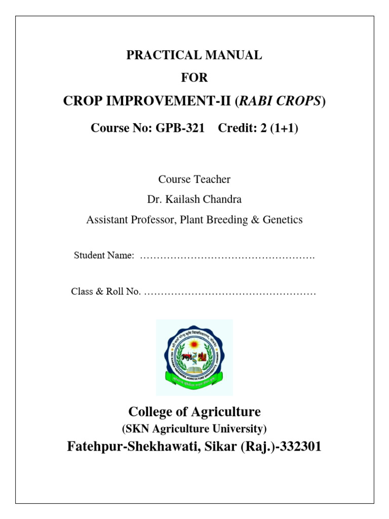 GPB 321 Crop Improvement Manual Final | PDF | Wheat | Flowers
