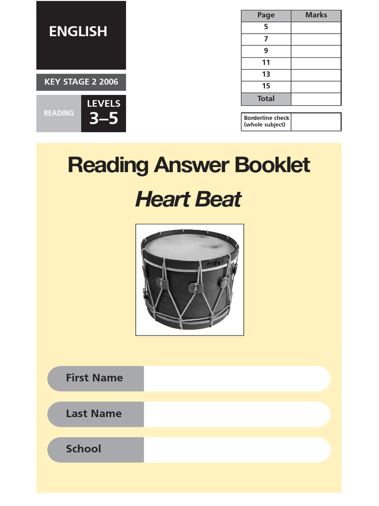 2006 Reading Answer Booklet | PDF | Drum Kit | Question