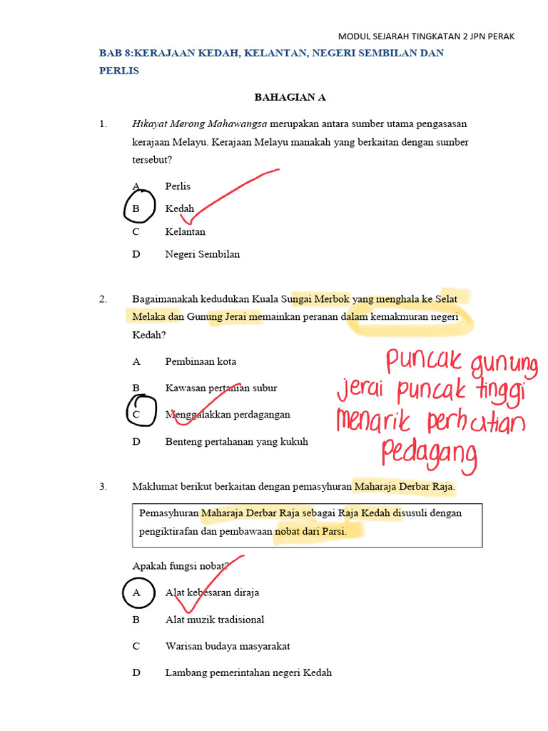 Soalan Sejarah Bab 8 (Obj) | PDF | Perjalanan