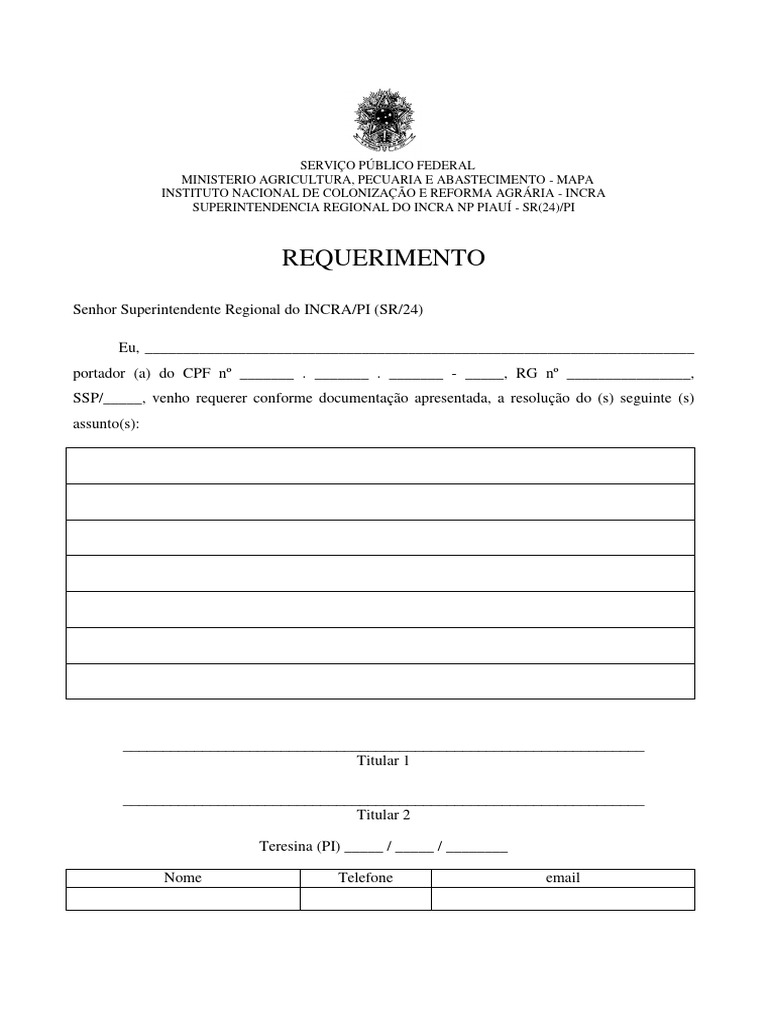 Requerimento Incra | PDF