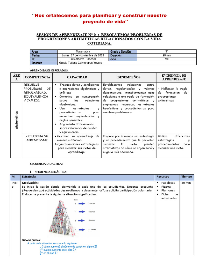 Sesion de Aprendizaje 3 | PDF | Aprendizaje | Maestros
