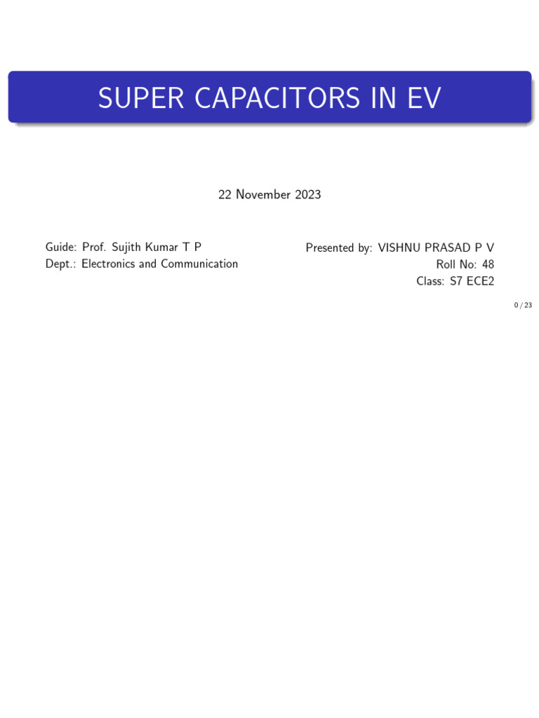 Super - Capacitors in Ev | PDF | Electric Vehicle | Hybrid Vehicle
