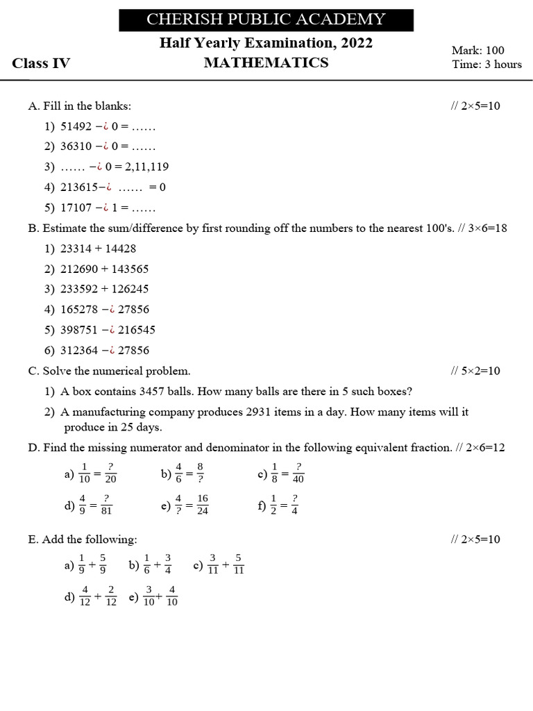 4 Maths | PDF | Numbers | Arithmetic