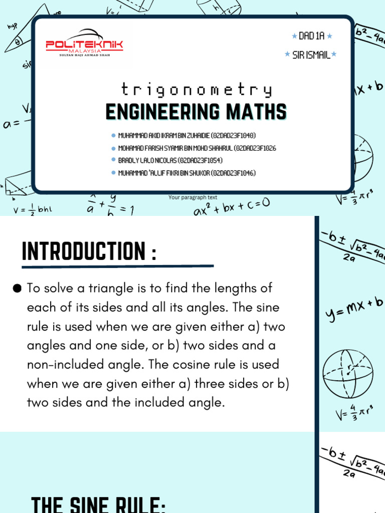 Trigonometry DBM10013 Eng. Math | PDF | Trigonometry | Triangle