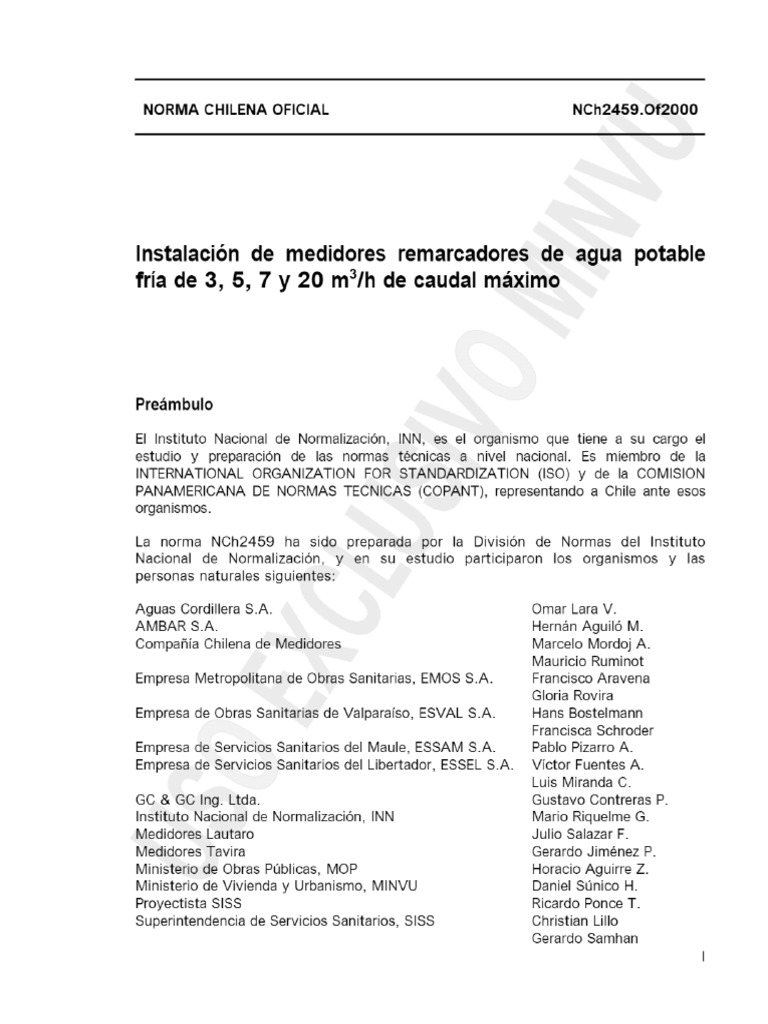NCH 2459 of 2000 Instalación de MAP-RAP de 3, 5, 7 y 20 M 3 - H QMax | PDF