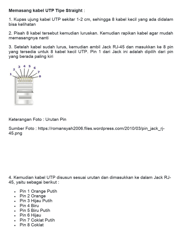 Memasang Kabel UTP Tipe Straight | PDF