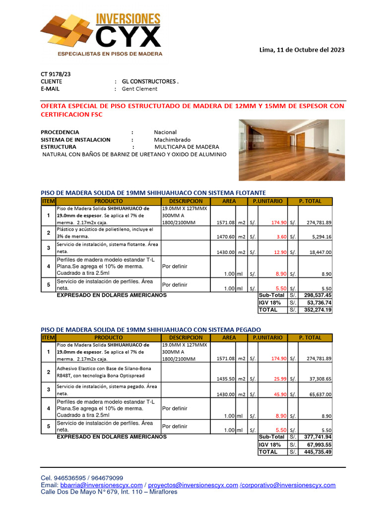 CT9178-GL Constructores - Oferta Especial Madera Shihuahuaco | PDF | Materiales