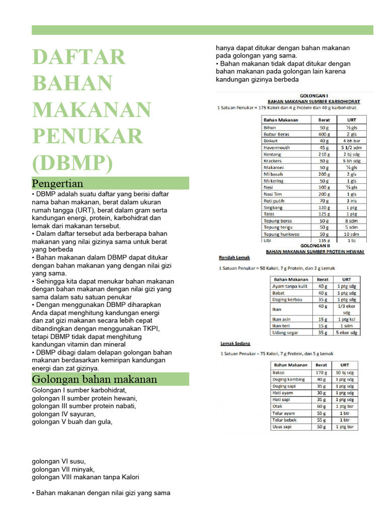 Catatan Ilmu Bahan Makanan DBMP | PDF
