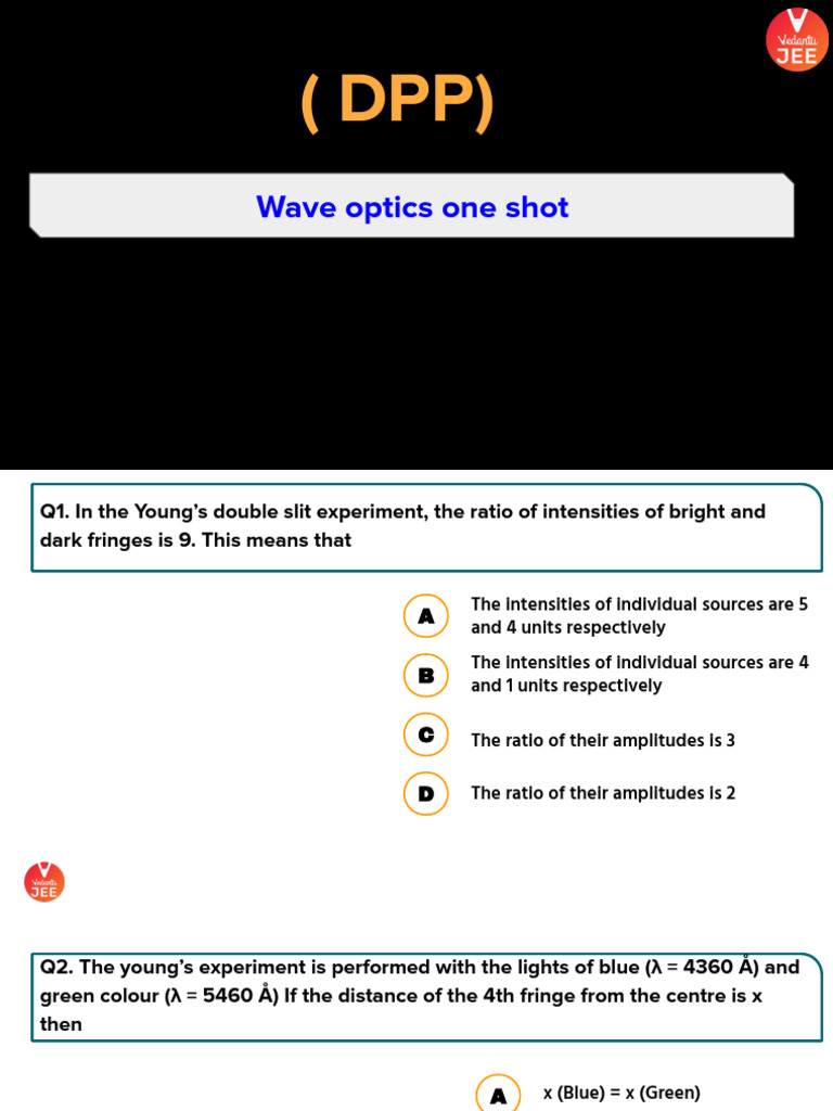 Wave Optics Exam Prep | PDF | Angular Resolution | Optics
