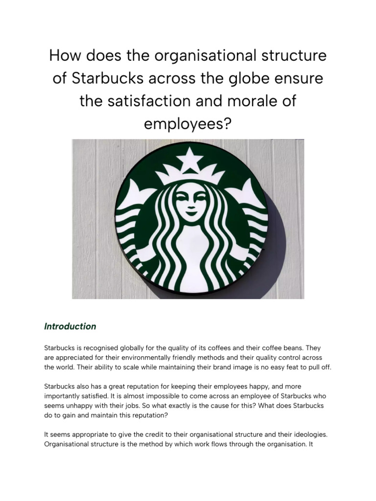 Starbucks' Global Employee Satisfaction | PDF | Organizational ...