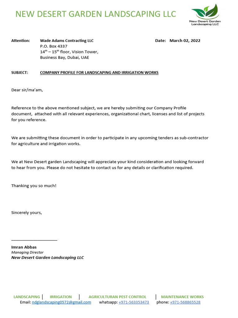 Wade Adams Contracting LLC Profile | PDF