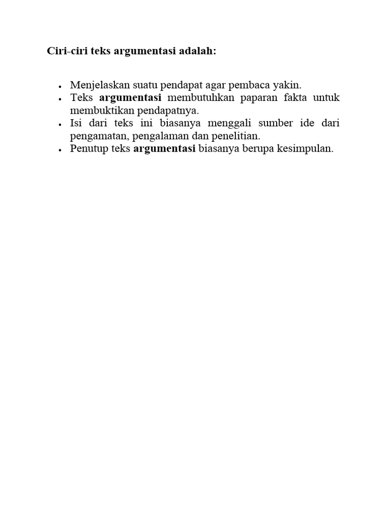 Ciri Ciri Teks Argumentasi | PDF