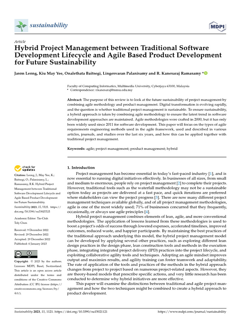 Hybrid Project Management Between Traditional Software Development ... Hybrid Project Management Between Traditional Software Development ...