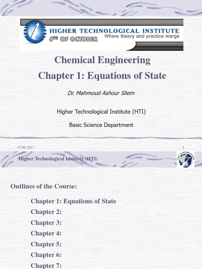 Equations of State in Chemical Engineering | PDF | Gases | Temperature