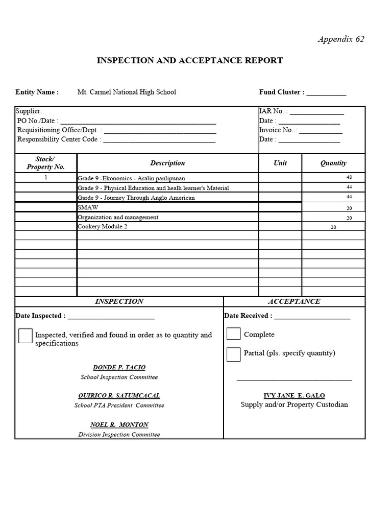 Mt. Carmel School Inspection Report | PDF
