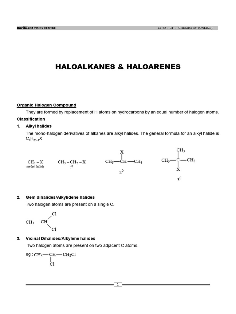 Haloalkanes Haloarnes Notes | PDF | Methyl Group | Chemical Reactions