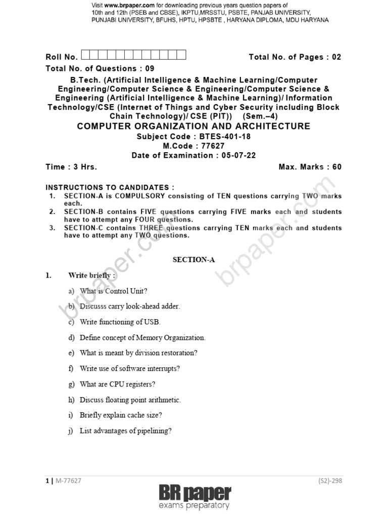COA (4th) May2022 | PDF | Central Processing Unit | Cpu Cache