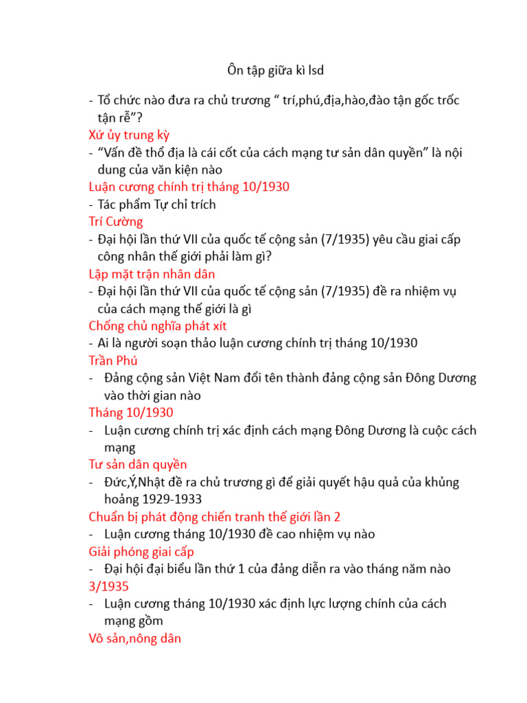 Ôn tập giữa kì lsd | PDF