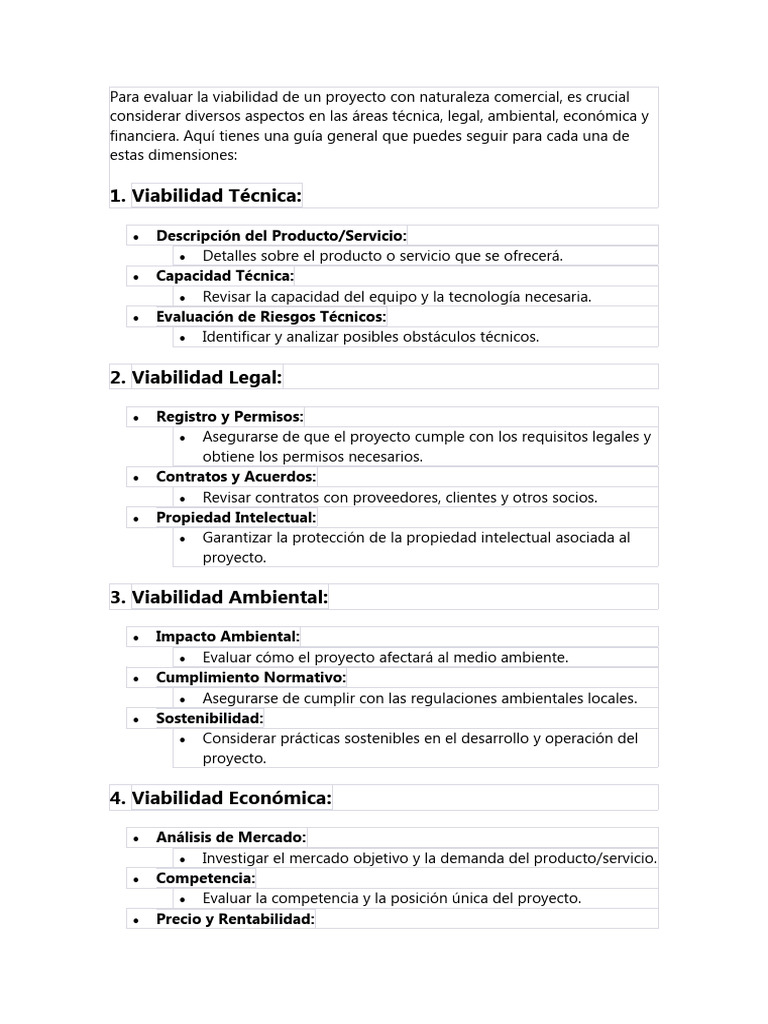 Guía de Viabilidad para Proyectos Comerciales | PDF | Negocios