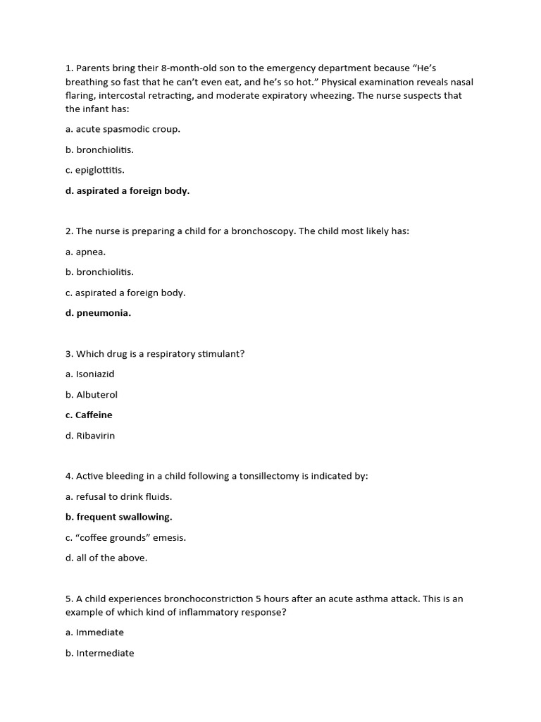 Mother and Child Quiz | PDF | Heart Failure | Respiratory Tract