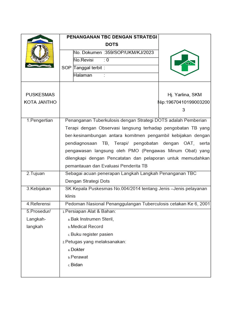 Penanganan TBC dengan Strategi DOTS | PDF