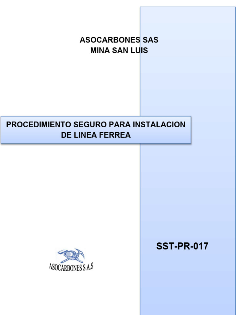 SST-PR-017 Procedimiento Trabajo Seguro para Instalacion de Linea Ferrea | PDF