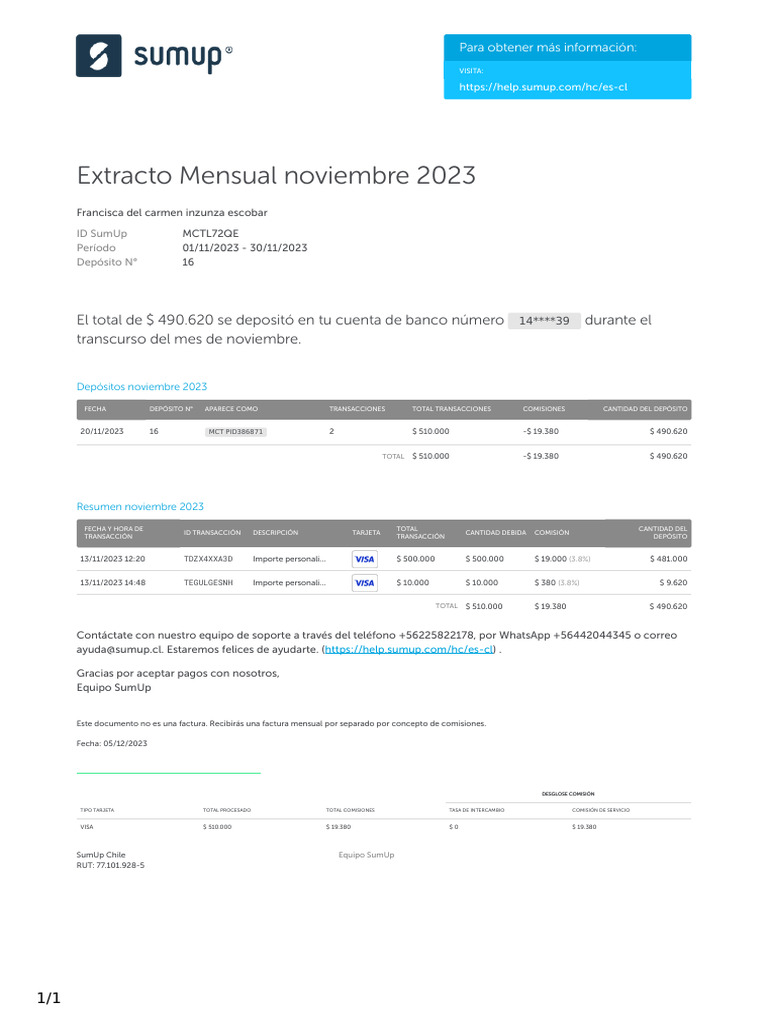SumUp Monthly Payout Report | PDF | Bancario | Tecnología bancaria
