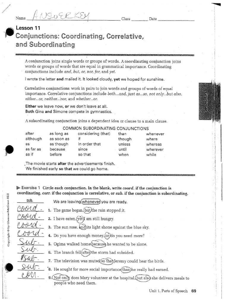 Conjunctions Conj Adverbs and Interjections Answers | PDF