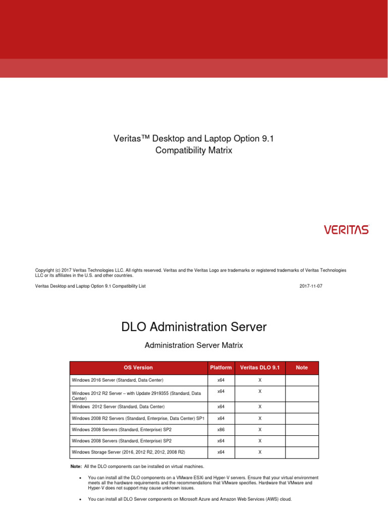 Veritas DLO 9 .1 Compatibility Matrix | PDF | Microsoft Windows | 64 ...