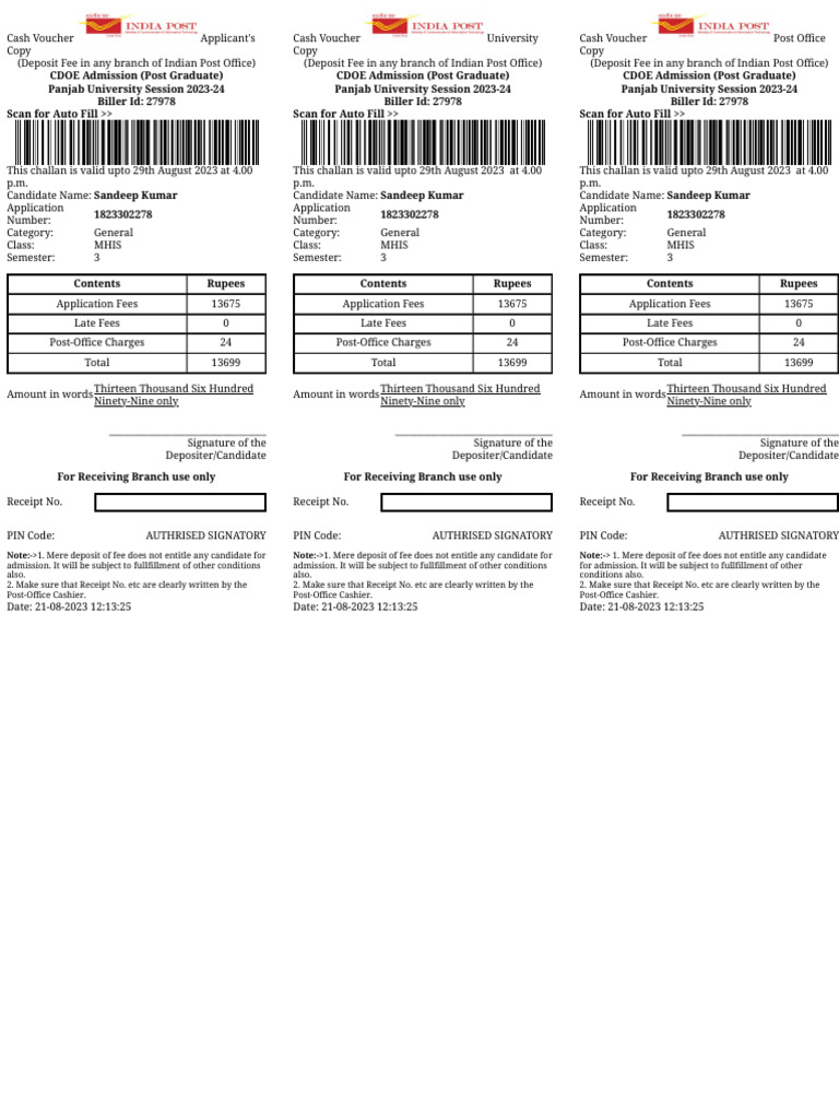 Sem-3 Fee Slip | Download Free PDF | Service Industries | Government