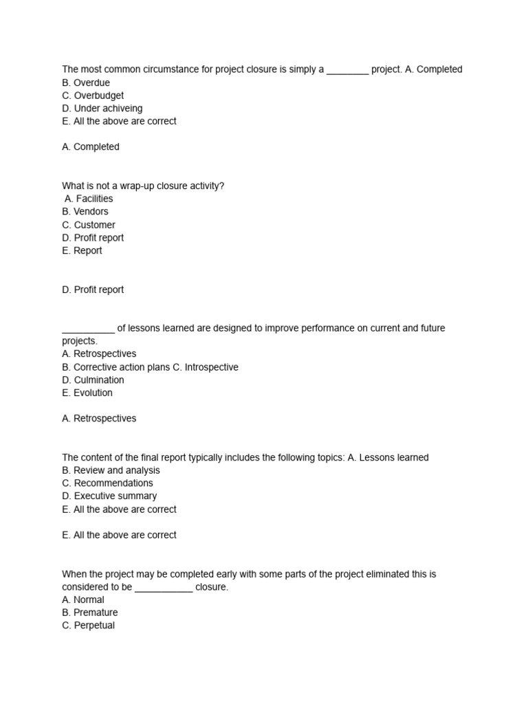 Project Managment MCQ | Download Free PDF | Business