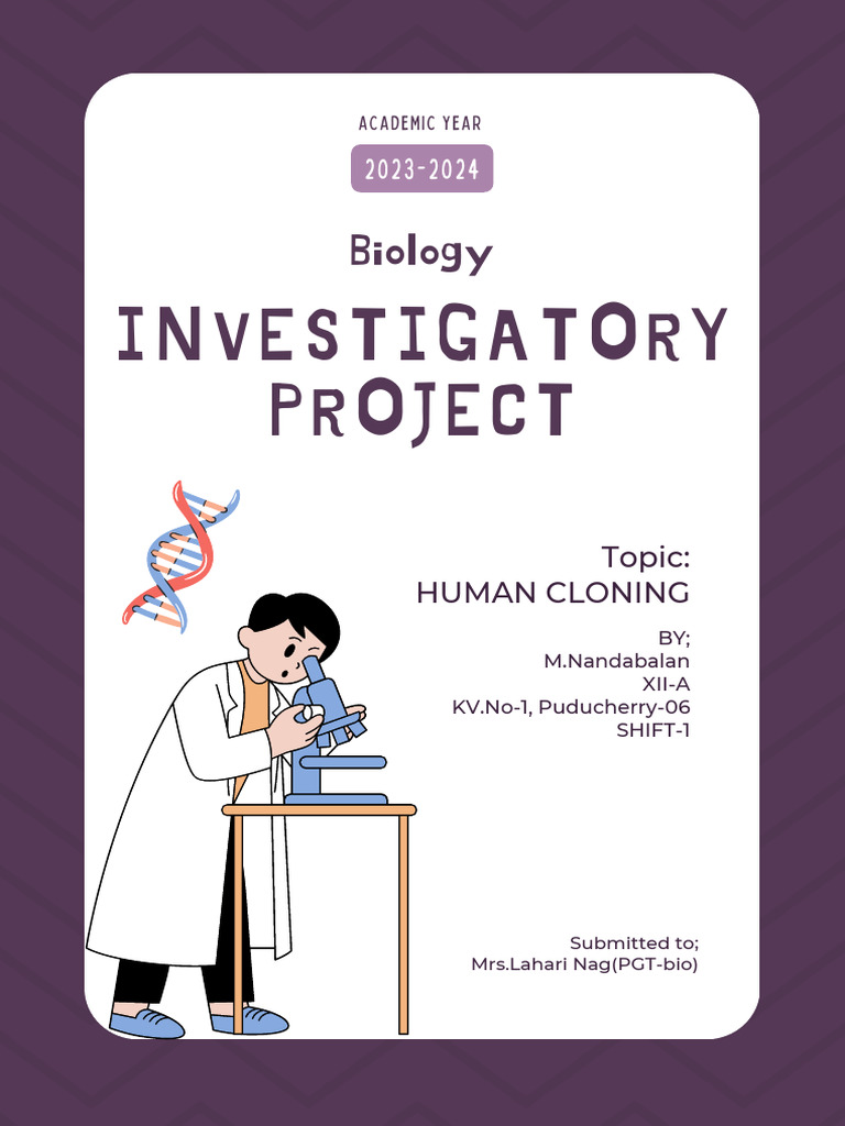 Purple Doodle Science Project Cover A4 Document | PDF