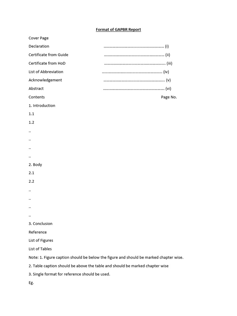 Format of GAPBR Report | PDF