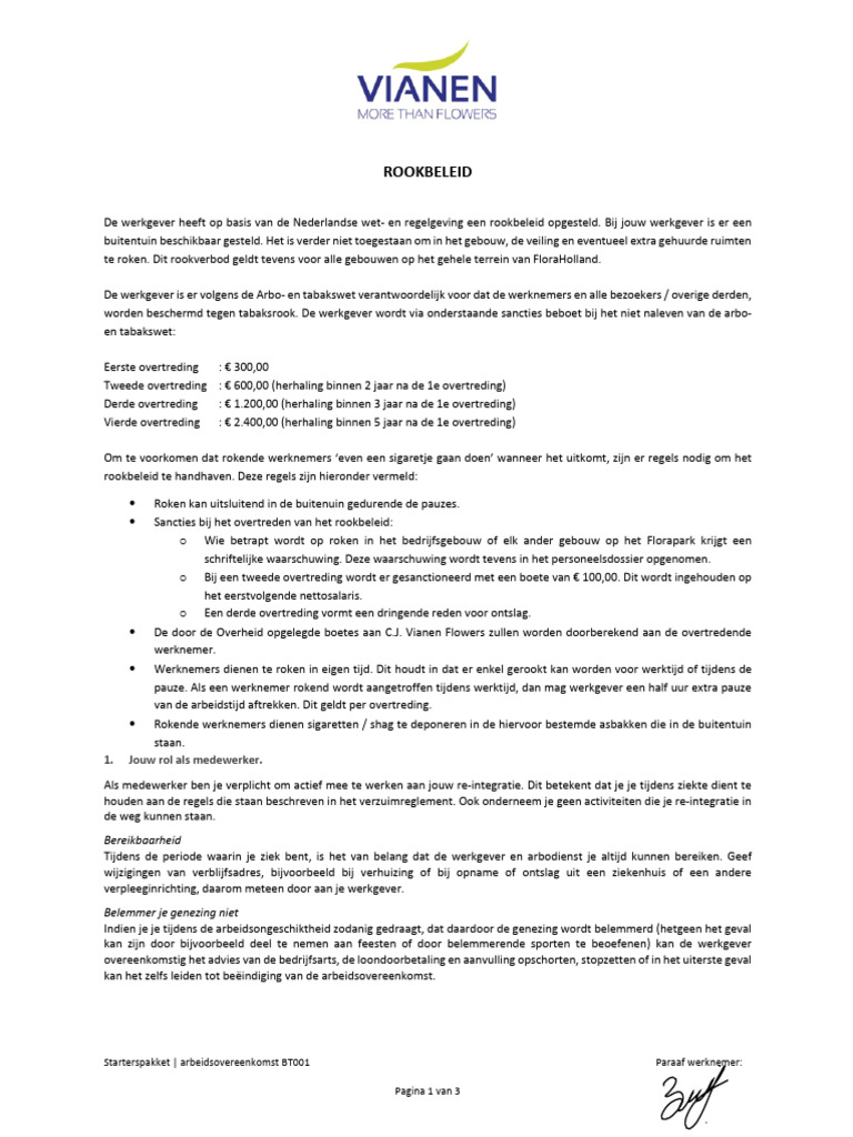 Rookbeleid Vianen Flowers | PDF