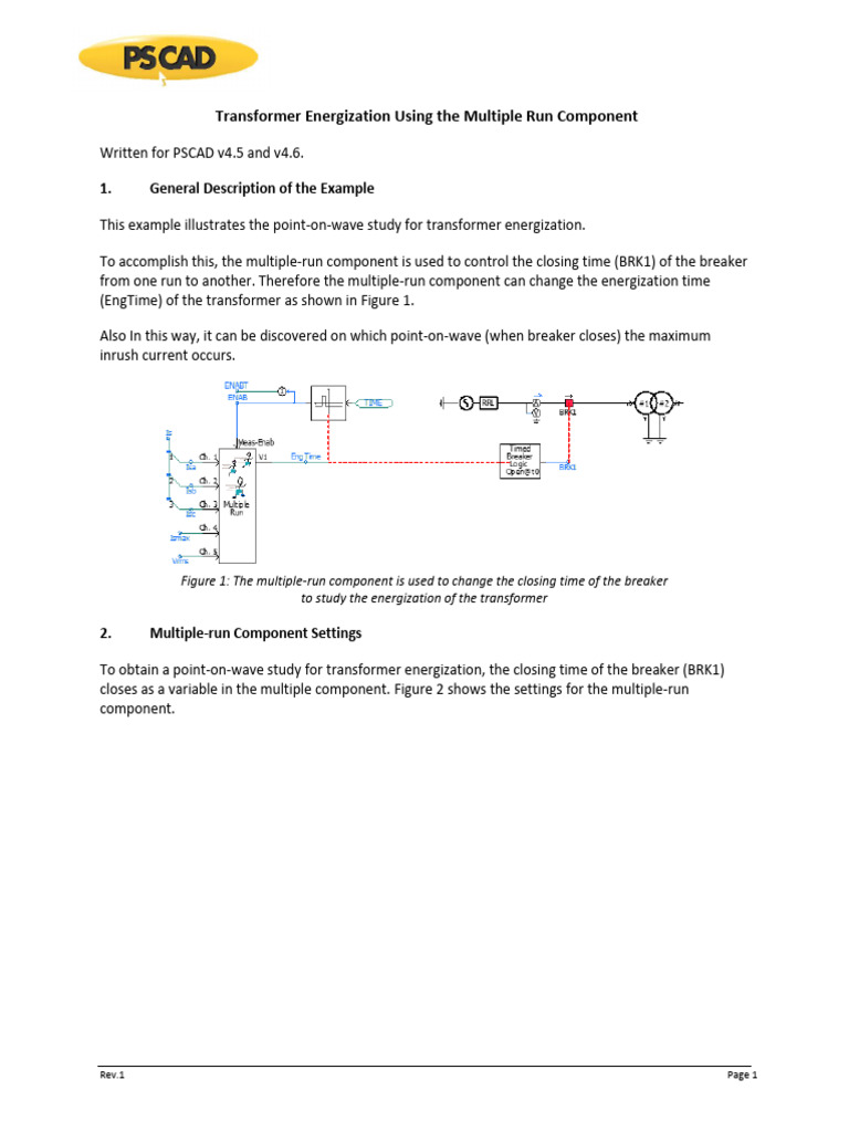 Transformer - Energization - Using - The - Multiple - Run - Component PSCAD | PDF | Transformer ...