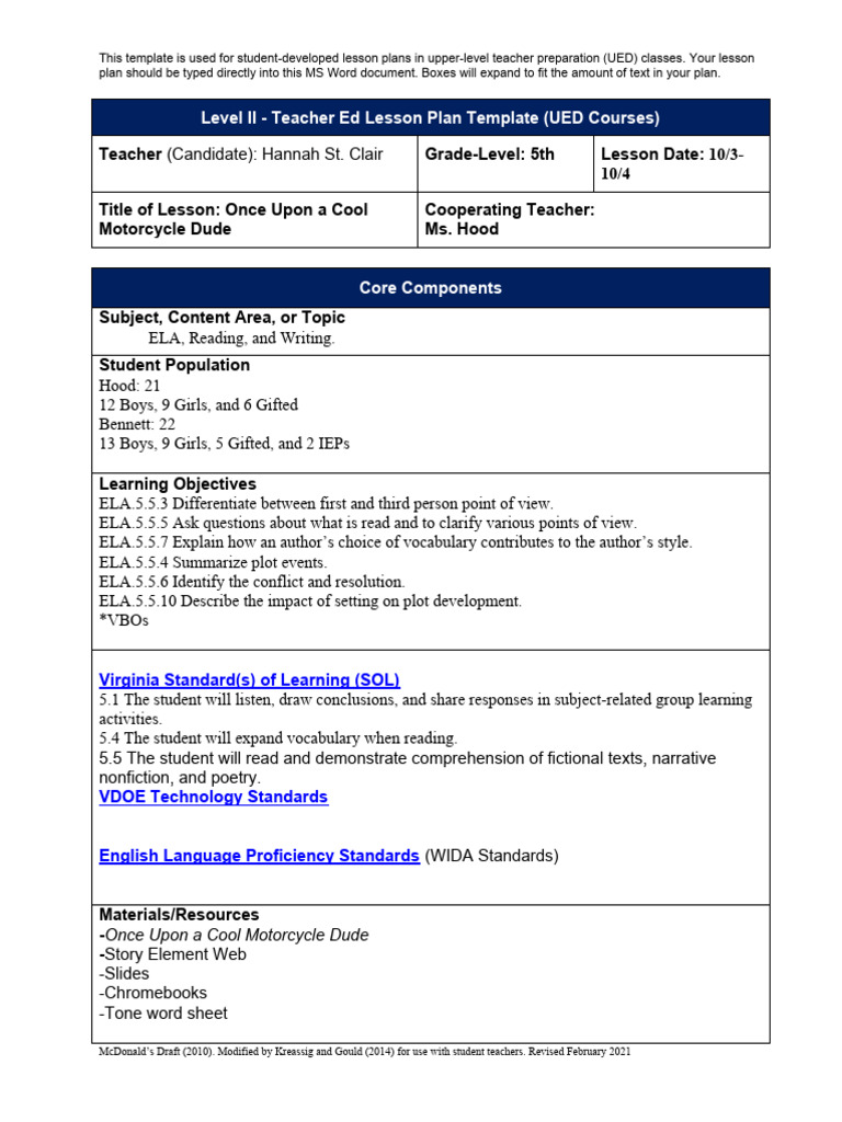 Once Upon A Cool Motorcycle Dude Oct3 Oct4 | PDF | Lesson Plan ...