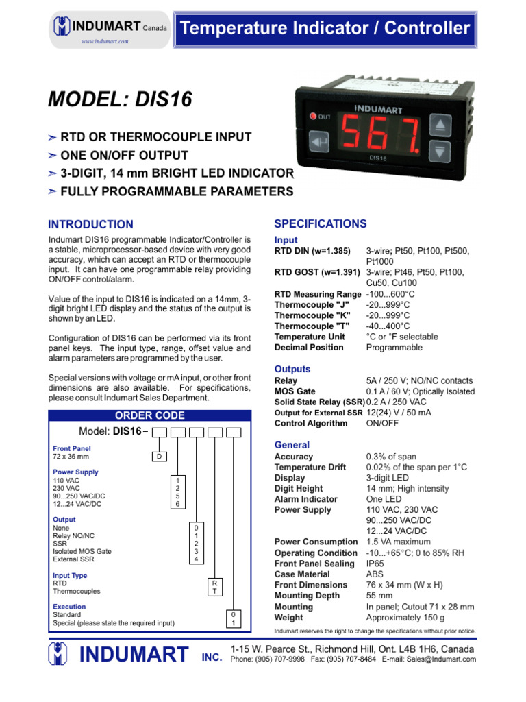 DIS16 | PDF | Thermocouple | Relay